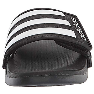 adidas unisex child Adilette Comfort Adjustable Slide, Black, 4 Big Kid US