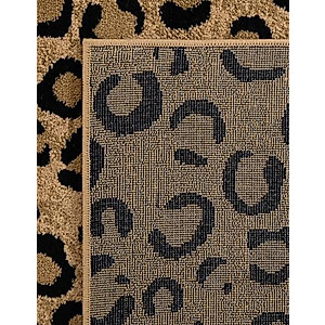 Unique Loom Wildlife Collection Area Rug - Leopard (9' x 12' Rectangle, Light Brown/ Black)