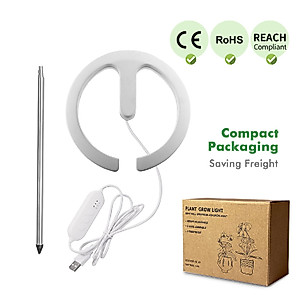 NOUKOW LED Plant Grow Lights for Orchid 10W Full Spectrum Plant Light with Auto ON & Off Timer 8/12/16H, 5 Dimmable Brightness, Height Adjustable Small Grow Lights for Indoor Plants