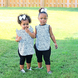 BapronBaby Flutter Organic Dot Bapron - No Neck Tie Safer Bib for Baby & Toddler - Soft Waterproof Stain Resistant - Machine Washable - Sz Preschool 3-5yrs