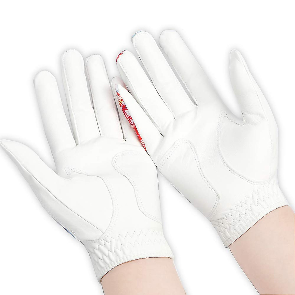 wosofe Golf Glove Women Pair Cool Leather Both Hand Summer Floral Large Colorful Breathable Sport Gloves