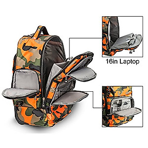 20 inches Big Storage Multifunction Travel Wheeled Rolling Backpack Luggage Books Laptop Bag by HollyHOME