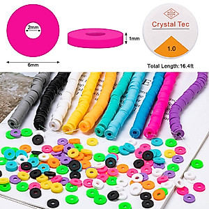 4100 Pcs Clay Beads Kit, Beads for Jewelry Making, Flat Polymer Clay Beads with Alloy Beads, Spacer & Crystal Line for Jewelry Making, Bracelets Necklace Earring DIY Craft Kit (6mm, 10 Colors Beads)