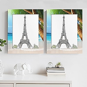 Mardesigns Personalized 8x10 Ocean Island Palm Tree Picture Frame, Wall Mount or Table Top Photo Frame, Palm Tree Wood Customized Frame Fits 8x10 or 6x8 Picture with Custom Text