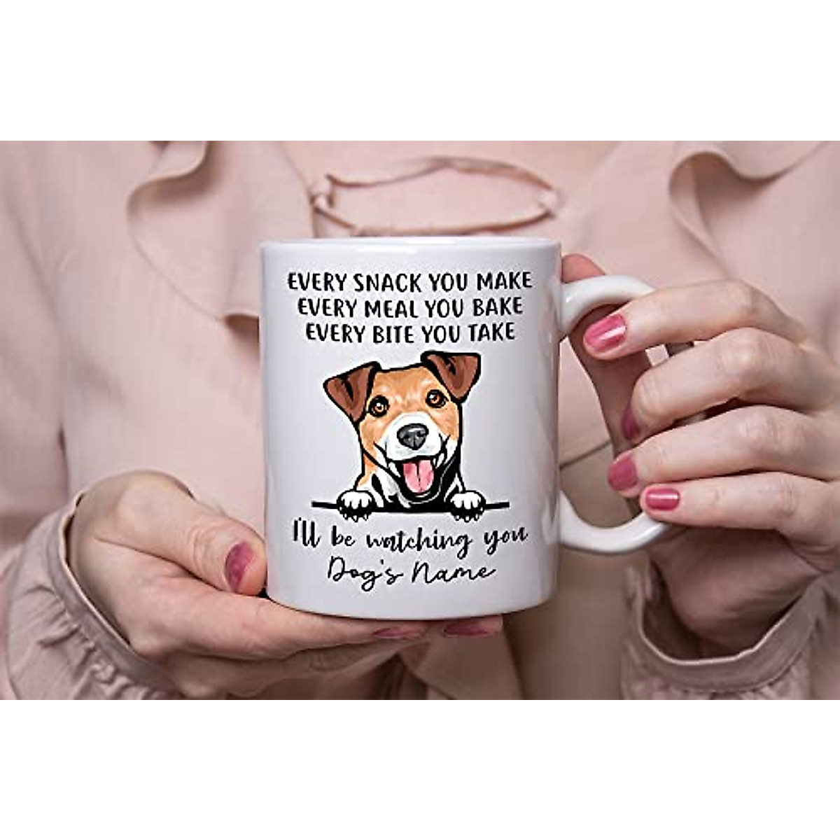 Personalized Jack Russell Terrier Coffee Mug, Every Snack You Make I'll Be Watching You, Customized Dog Mugs for Mom Dad, Gifts for Dog Lover, Mothers Day, Fathers Day, Birthday Presents