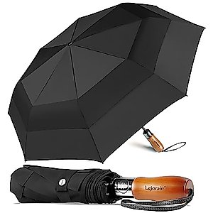 Lejorain Large Compact Golf Umbrella - 54inch Oversized Auto Open Close Folding Golf Umbrella Travel 210T Dupont Teflon Coated Vented Windproof Double Canopy for Women Men