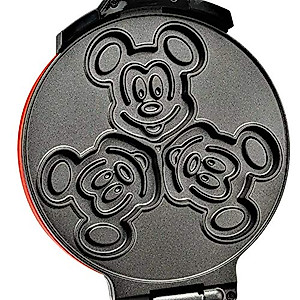 Disney Mickey Mouse MIC-62 Double Flip Waffle Maker, Black, Red