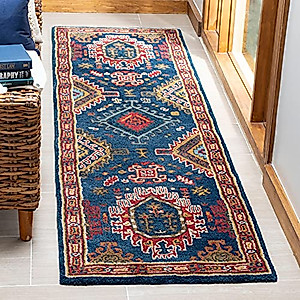 SAFAVIEH Heritage Collection 3' x 5' Navy / Red HG426N Handmade Traditional Oriental Premium Wool Area Rug