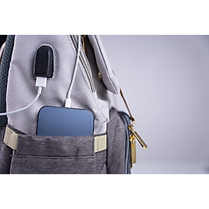 EVE'S BABY Diaper Backpack – Multifunctional Diaper Bag Organizer for Newborn Essentials – Convenient Pockets and Adjustable Straps – Fits Newborn Essentials, Clothes – Stylish Grey and Beige