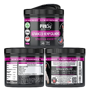 Pet Chef Calming Chews for Dogs with Hemp – Natural Dog Calming Chews for Separation Anxiety, Hyperactivity, Stress, and Pain Relief, Roasted Bacon Flavor, Pop Top Lid, Made in USA, 140 Count Value