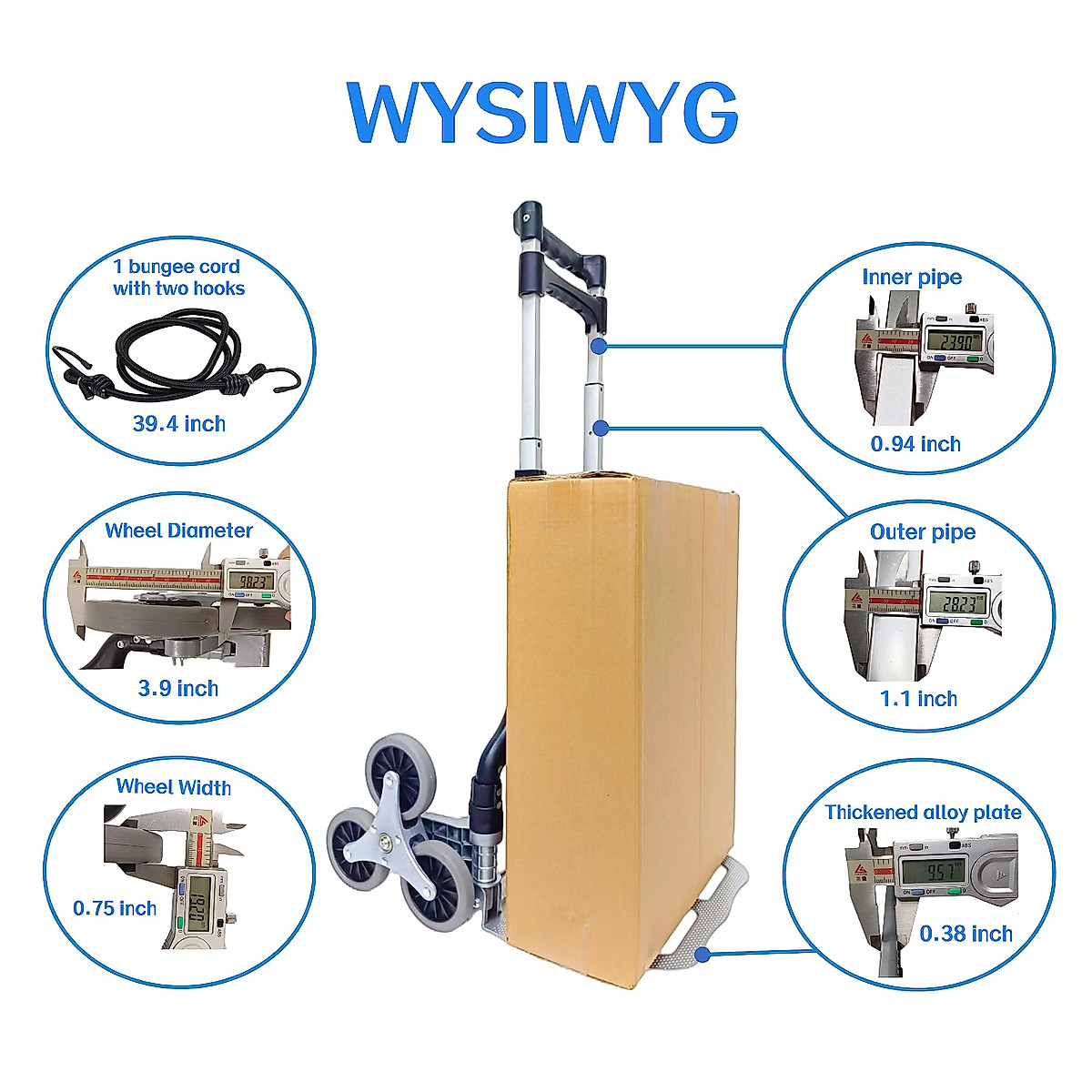 Folding Hand Truck, 165lbs Load Stair Climbing Cart with Silent Wheel, Light Weight Portable Folding Dolly Multi-fuctional Foldable Hand Cart Heavy Duty Utility Cart for Home Office & Travel Use