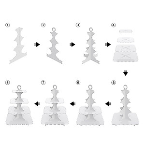 4-Tier Cardboard Cupcake Stand,2 Pack Cupcake Stand Tower, Cupcake Tower, White Cupcake Tier Stand,Square Cup Cake Stand Cardboard Dessert Cupcake Stand Holder for Parties, (White)