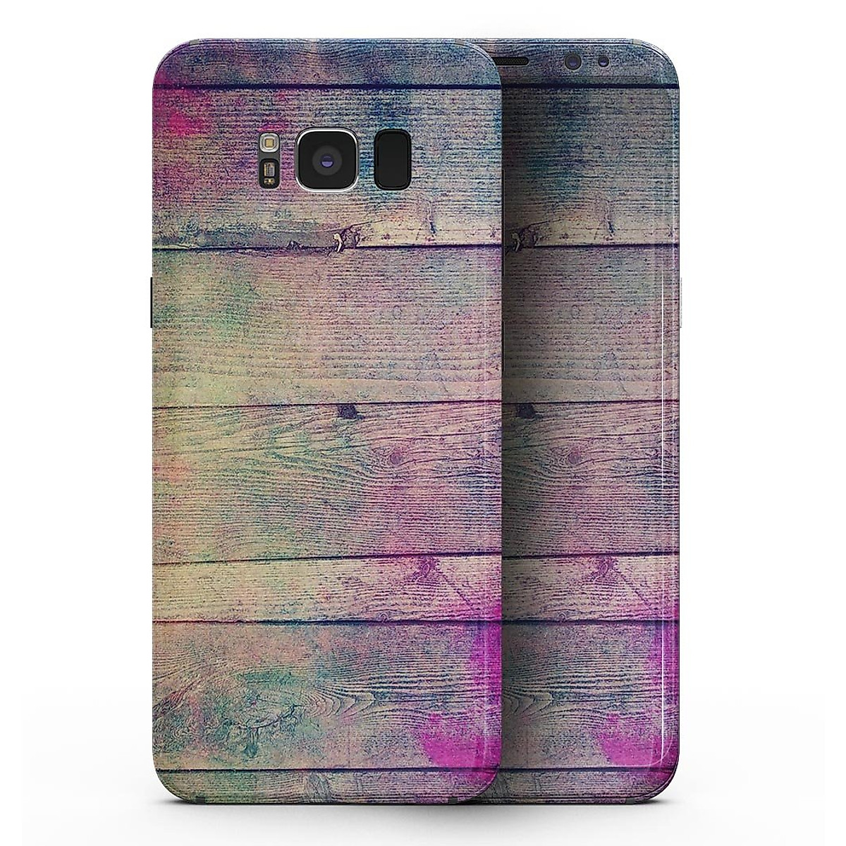 Design Skinz Design Skinz Pink & Blue Grunge Wood Planks Full-Body Wrap Decal Skin-Kit for The Galaxy S8 Plus