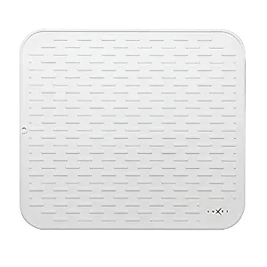 Luxet Multipurpose Premium Quality Silicone Dish Drying Mats for Kitchen Counter Top Dishes Pad, Heat Resistant Countertop Protection, Non Slip Grip, Large Trivet Size 17x15 inches (White)