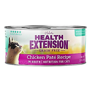 Health Extension Wet Cat Food, Grain-Free, Includes Chicken Pate Recipe, Nutrition for Cats & Kittens (2.8 Oz / 80 G, Pack of 24)