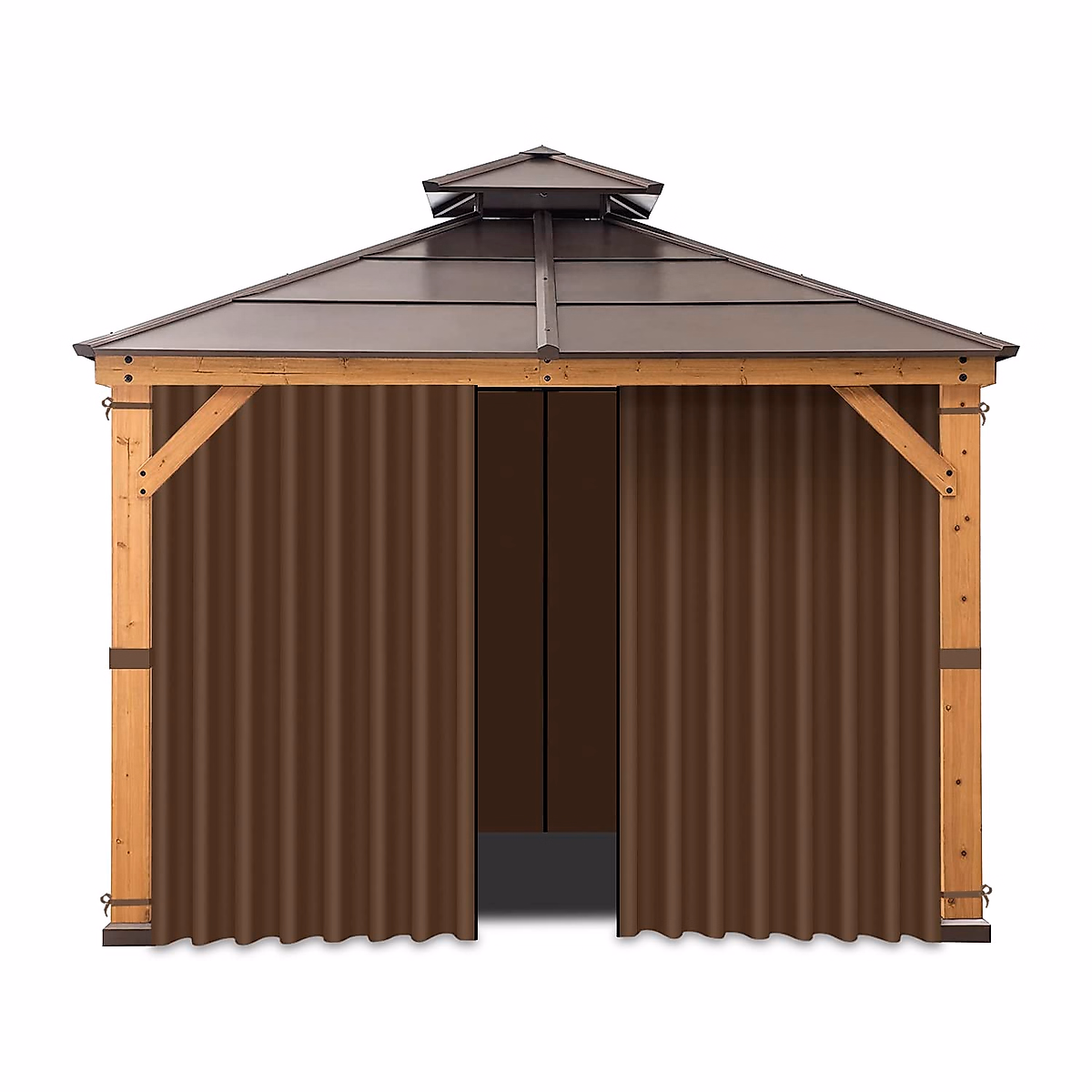 Garden Sunny10'x12' Replacement Gazebo Curtains for Outdoor Waterproof Privacy Sidewall,Universal Shade Curtains Set,Protecting Side Walls- 4-Panels (Only Curtains)-Brown (GSAW)