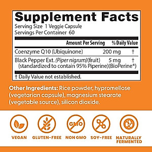 Doctors Best High Absorption CoQ10, Heart & Energy Support*, USP Verified, Naturally Fermented CoQ10, Non-GMO, Gluten Free, Soy Free, Vegan 60 Veggie Caps