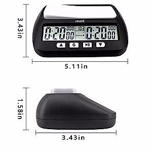 VINJOE Chess Clock Digital Chess Timer Professional for Board Games, Portable Digital Chess Clock & Game Timer with Basic,Bonus,Delay and Positive Time Features Best Gifts (Without Battery)