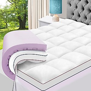 Homemate Memory Foam Mattress Topper King, Dual Layer 4 Inch Cooling Mattress Topper, 2 Inch Gel Memory Foam Plus 1800TC Mattress Pad Comfort Support, Pillow Top with 8-21 Inch Deep Pocket, White