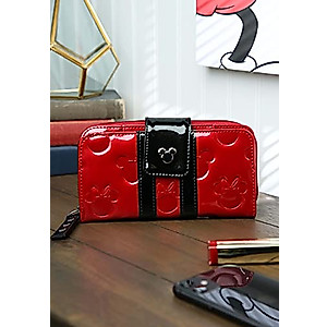 Disney Mickey and Minnie Embossed Wallet,Red and Black patent,One Size