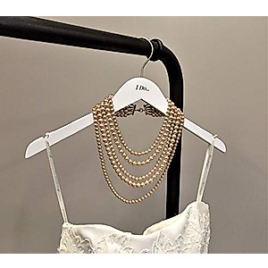 NAHANCO IDO20117 Bridal Hanger Set, White Wooden Hangers Imprinted with I Do and I Do Too, 17” (2 Piece Set)