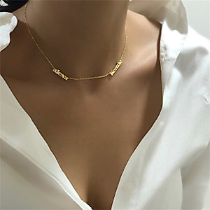 YOOSHINING Name Necklace Personalized 2 Name Necklace with Heart for Couple Double Necklace Custom Name Necklace for Women Mother Sisters Gift for Birthday Wedding Anniversary Mother's Day Gift