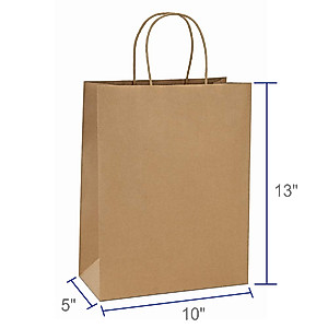 BagDream Gift Bags 10x5x13 50Pcs Brown Kraft Paper Bags Paper Gift Bags with Handles, Merchandise Bags, Retail Bags, Party Favor Bags, Shopping Bags Bulk 100% Recycled Paper Bags Sacks
