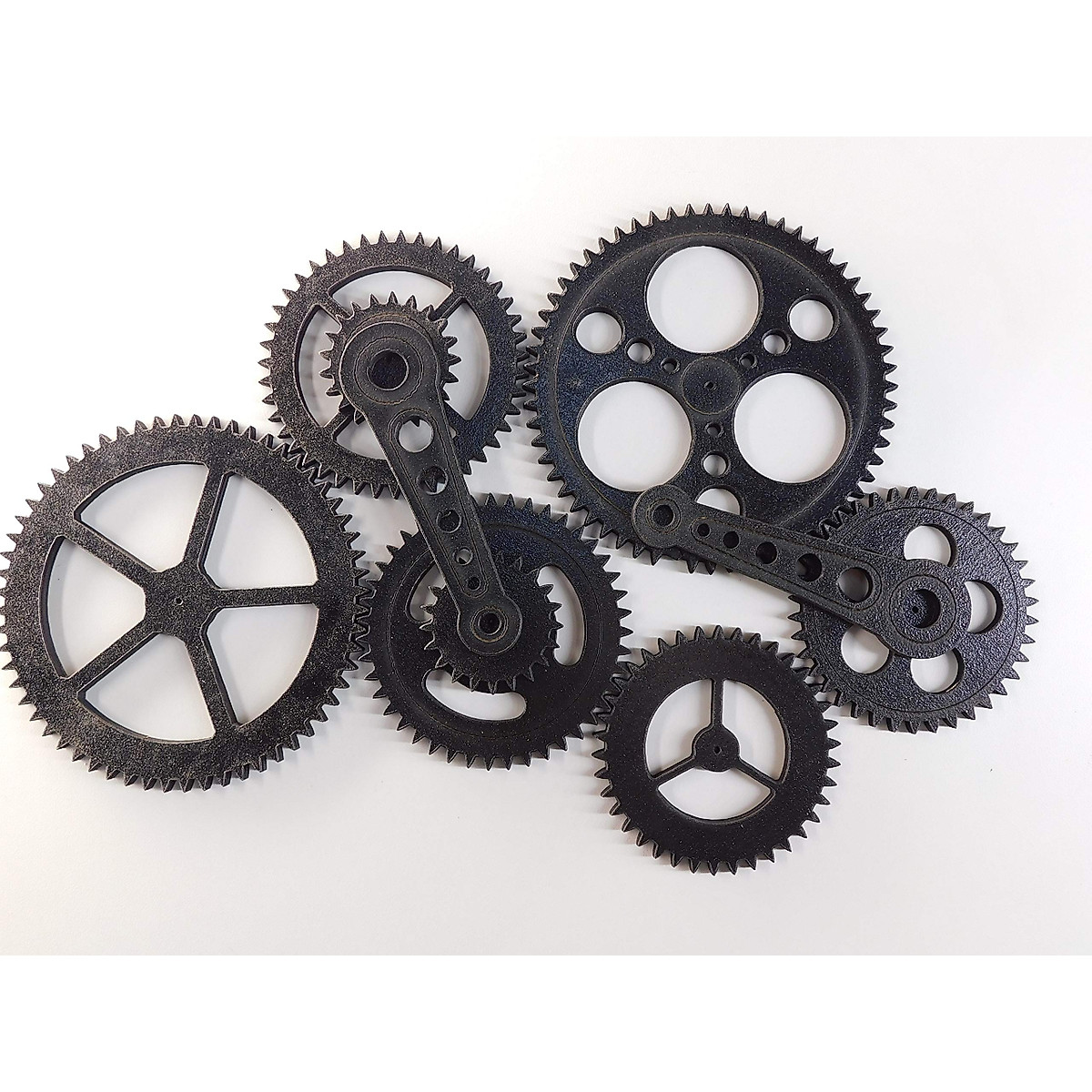 Steampunk Gears Wall Decor - Eight Gears, Two Push Rods - 10 Pieces - Free Shipping - Wood Gears