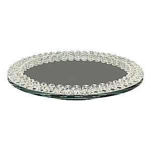 Amazing Rugs LAZSUS1120 Ambrose Exquisite Lazy Susan Mirrored Spinning Tray44; White