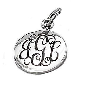 LGU Sterling Silver Polished Personalized Engravable Circle Round Disc Charm Pendant (18 Millimeters)