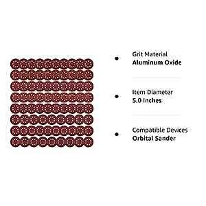 Coceca 80pcs Orbit Sander Sandpaper 5 Inch 8 Hole Orbital Sanding Discs Assorted 40 60 80 100 150 180 240 320 Grits for Power Random Orbit Sanders