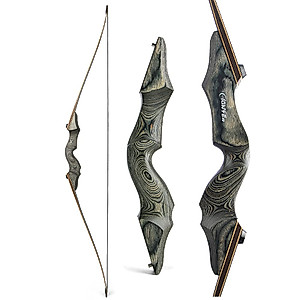 60 Inch Black Hunter Takedown Longbow 20-60lbs Traditional Wood Longbow Right Hand and Left Hand American Hunting Longbow for Outdoor Hunting Shooting (40 Lbs, Left Hand Bow)