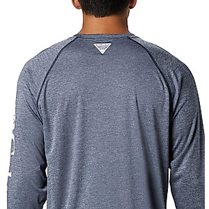 Columbia Men's PFG Terminal Tackle™ Heather Long Sleeve Shirt,Collegiate Navy Heather/White Logo,X-Large