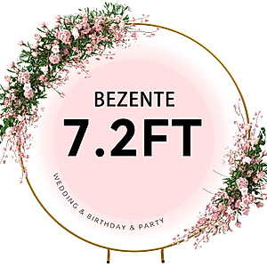 Bezente 7.2ft Round Backdrop Stand, Golden Metal Balloon Arch Stand, Stable Wedding Arch Circle Backdrop Stand Frame for Wedding Birthday Baby Shower Party Decoration