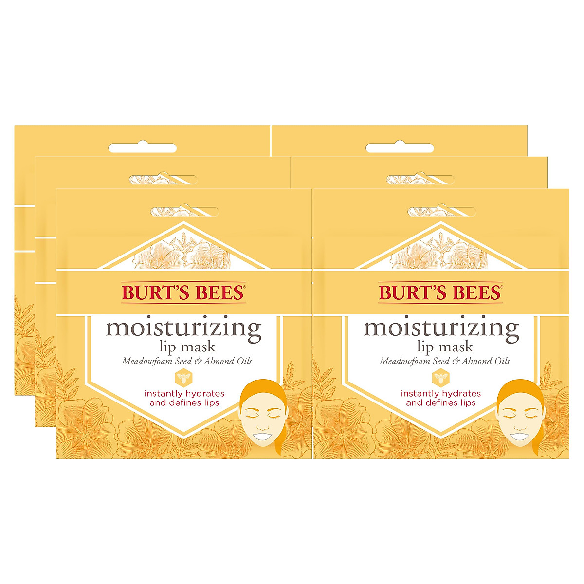 Burt's Bees Lip Masks Easter Basket Stuffers, Ultra Conditioning Lip Care Spring Gift for Women, for All Day Hydration, 100% Natural, Single Use (6 Count)