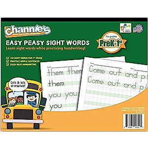 Channie’s Easy Peasy Alphabet, Numbers & Sight Words Workbook, Fun & Color-Coded Preschool, Kindergarten & 1st Grade Alphabet Tracing Book For Daily Writing Practice, 2 Pack