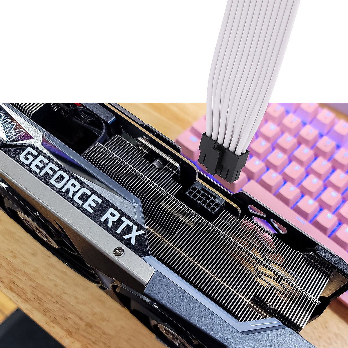 PCIe 5.0 Cable, 16AWG ATX 3.0 12VHPWR PCIE Cable, 600W Male to Male 16 (12+4) Pin PCIE5 Cable for RTX 4090TI, 4080TI, 3090TI, Compatible for MSI, Gigabyte, GameMax, Thermaltake Power Supply, White