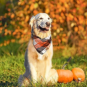 Malier 2 Pack Fall Dog Bandana Halloween Thanksgiving Plaid Dog Bandana, Holiday Pet Reversible Scareves Bibs Accessories Costumes for Small Medium Large Dogs and Cats