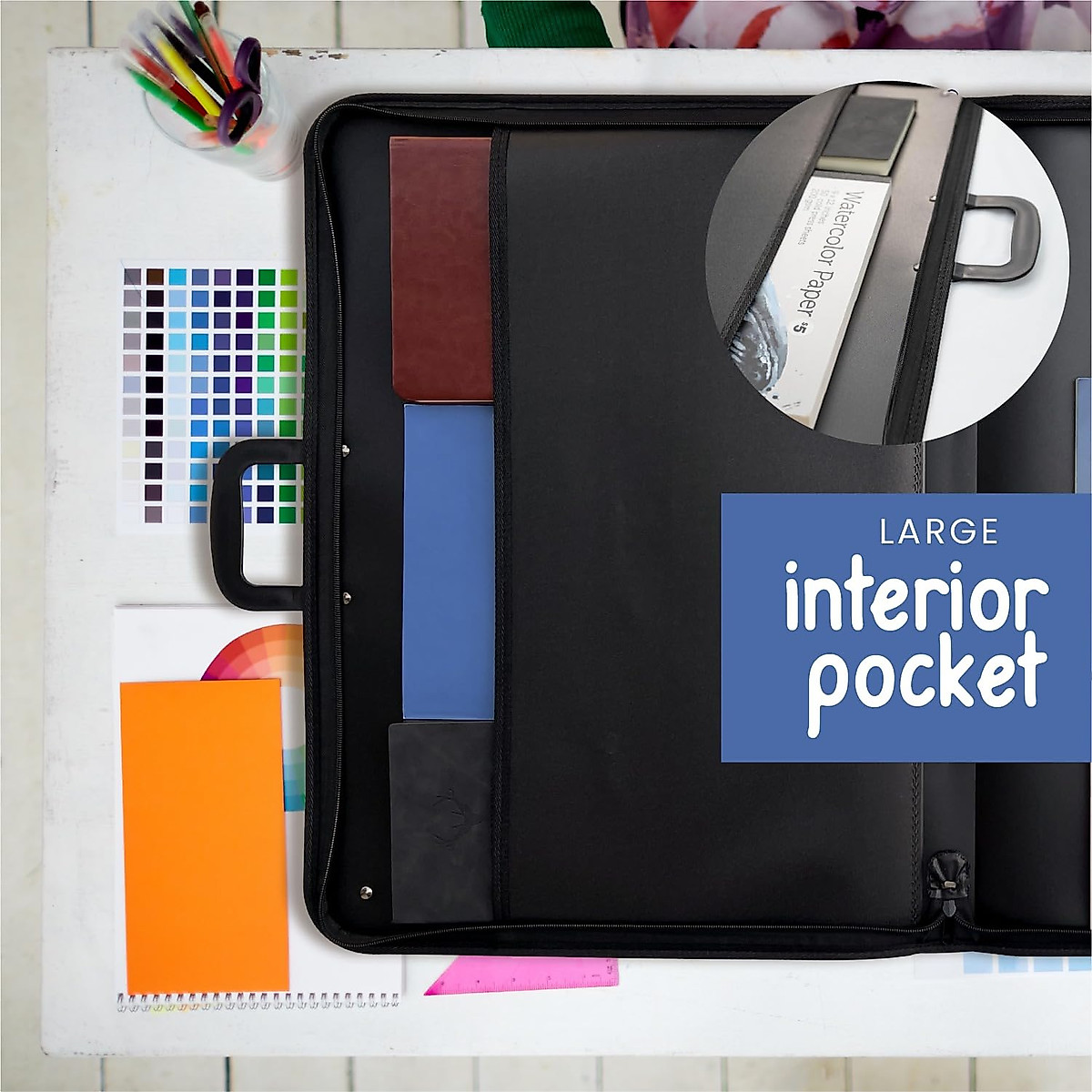 Art Portfolio Case 18x24 Artist Portfolio, With Handle & Adjustable Shoulder Strap And One Notebook B 5 Planner Waterproof, Portfolio Folder for Artwork, Art & Craft Portfolios, Art Portfolio Bag