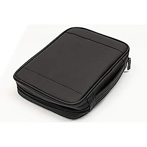 Black Outer Pocket Leather Like Vinyl Bible Cover Case with Handle Large