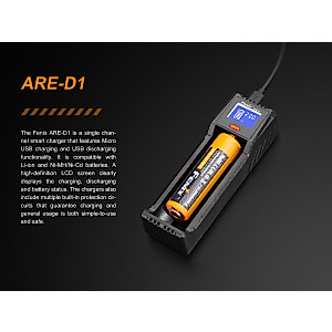 EdisonBright Fenix are-D1 USB Powered Smart Battery Charger for 21700/18650/16340 BBX5 Battery Carry case