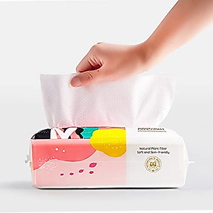 Honeymate Cotton Face Towels, 280 Count Ultra Soft Extra Thick Disposable Facial Tissues for Sensitive Skin and used as Washcloths, Makeup Remover (4 Pack)