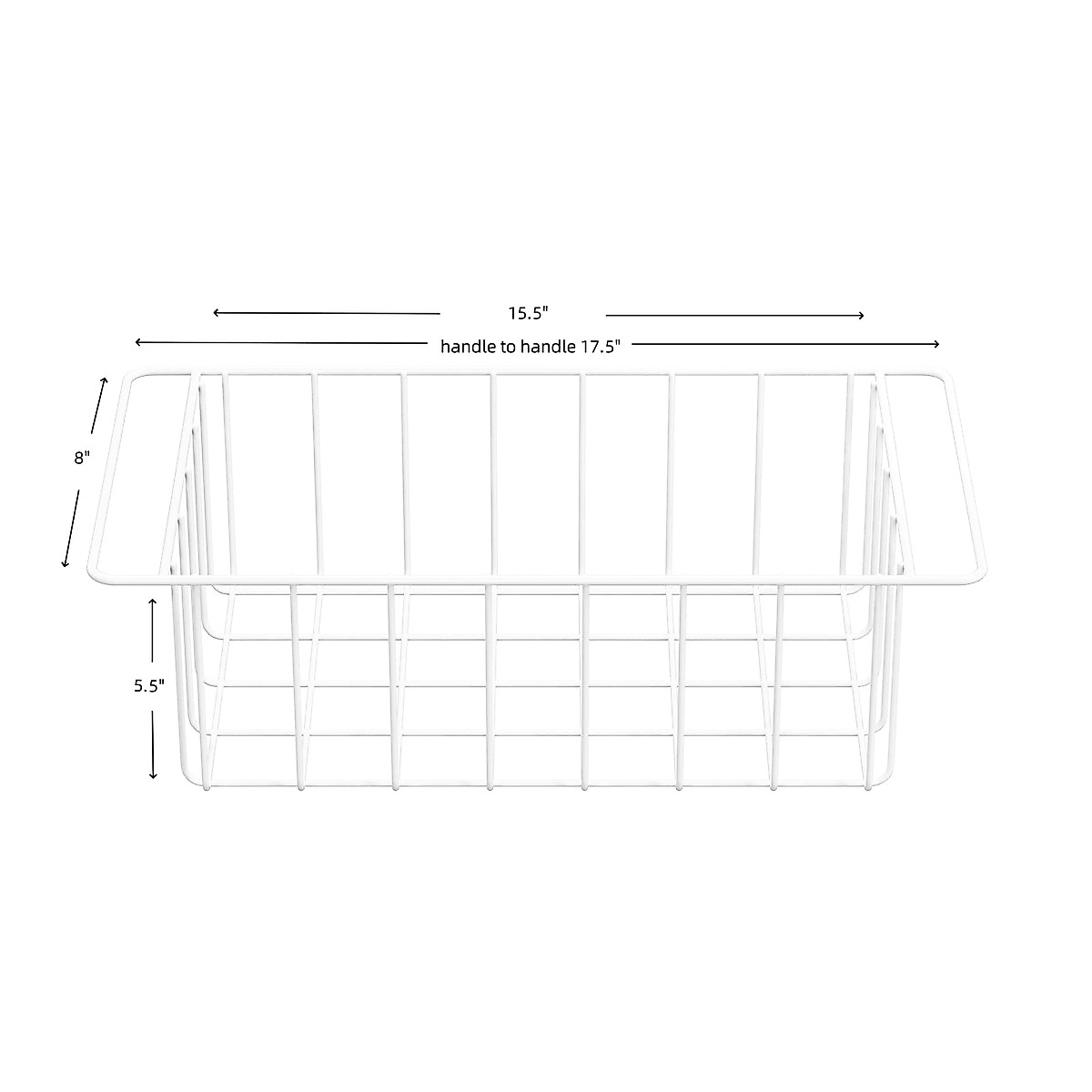 lonpute 17.5'' Chest Freezer Organizer Basket, Sturdy Metal Wire Pantry Freezer Basket, Deep Freezer Basket Storage Rack Bins, White, Set of 2
