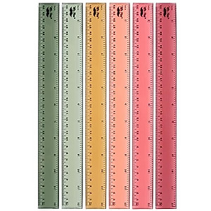 Mr. Pen- Ruler, 12 inch Ruler, 6 Pack, Vintage Colors, Clear Ruler 12 Inch, Rulers for Kids, Rulers for School, Clear Plastic Ruler 12 Inch, 12 Inch Ruler with Centimeters and Inches, School Ruler