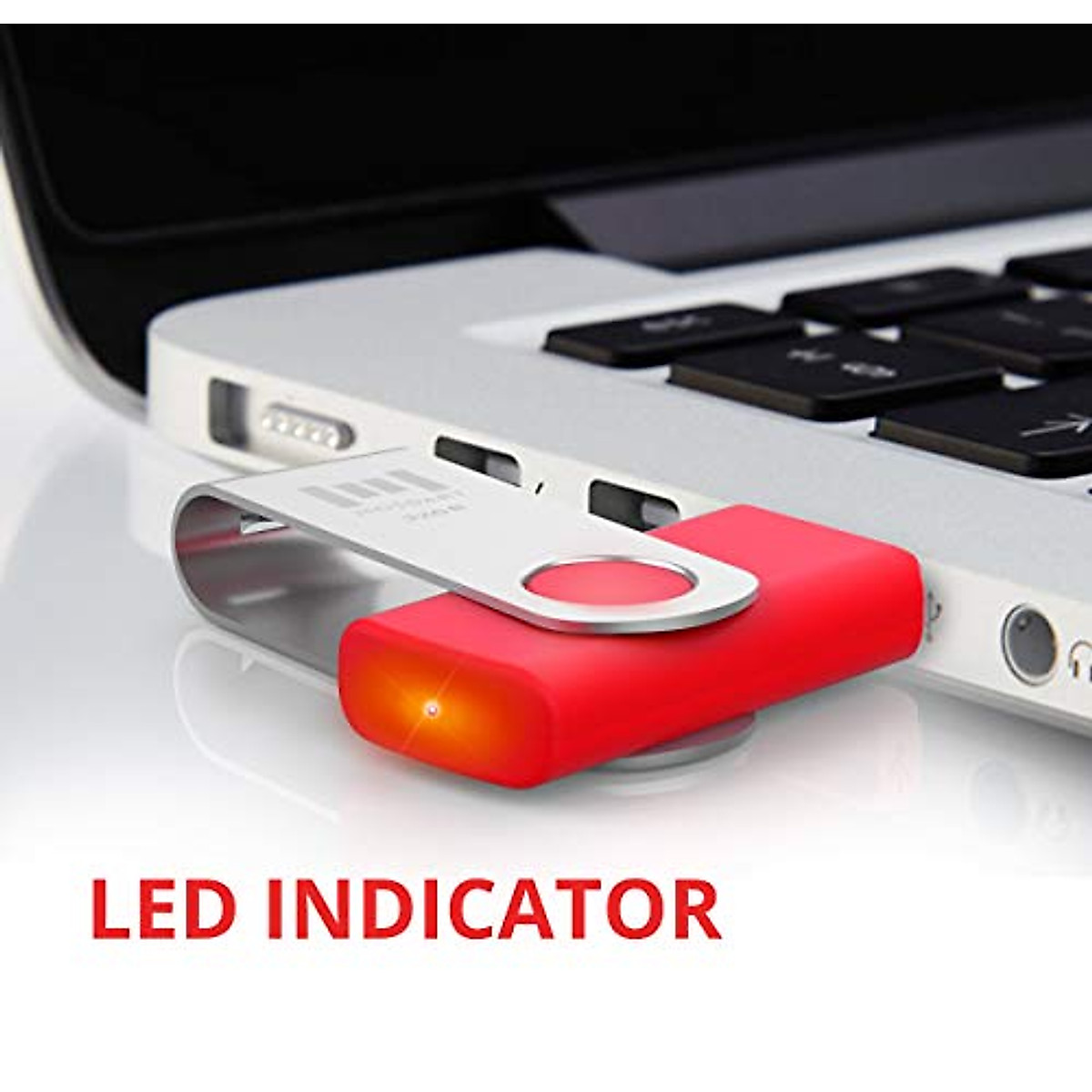 MOSDART 32GB USB 2.0 Flash Drive 5 Pack Swivel Bulk FAT32 Thumb Drives Jump Drive Zip Drive Memory Sticks with Led Indicator,Black/Blue/Red/White/Green (32 GB, 5Pack Mix Color)