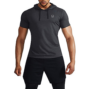 NELEUS Men's 3 Pack Dry Fit Running Shirt Workout Athletic Shirt with Hoods,Grey Black,Slate Gray,Light Grey,US XL,EU 2XL
