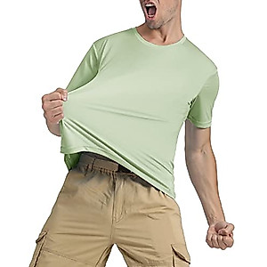 KEFITEVD Men's Hiking Shirts Short Shirts UPF 50+ Sun Protection Shirts Dry Fit Moisture Wicking T-Shirts for Workout,Travel,Camping Light Green