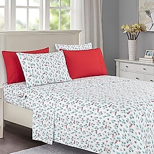 Elegant Comfort Luxury Soft Bed Sheets Holiday Pattern 1500 Premium Hotel Quality Microfiber - Softness Wrinkle and Fade Resistant (4-Piece) Bedding Set, Twin XL, Pickup Tree