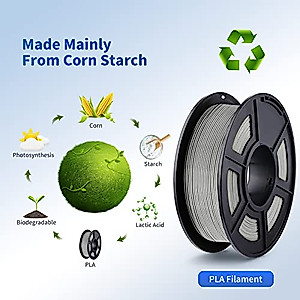 ANYCUBIC PLA 3D Printer Filament, 3D Printing PLA Filament 1.75mm Dimensional Accuracy +/- 0.02mm, 1KG Spool (2.2 lbs), Grey