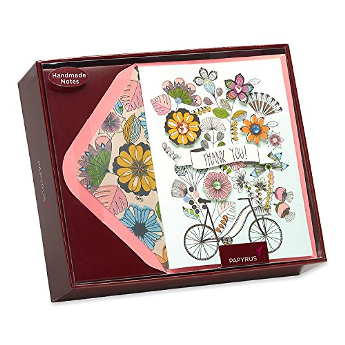 Papyrus Thank You Cards with Envelopes, Flowers & Bike with Glitter (8-Count)
